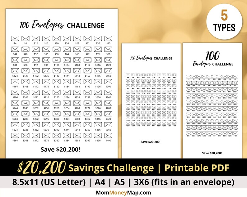 20k Savings Challenge Printable PDF Save 20000 in 100 Days - Etsy Canada