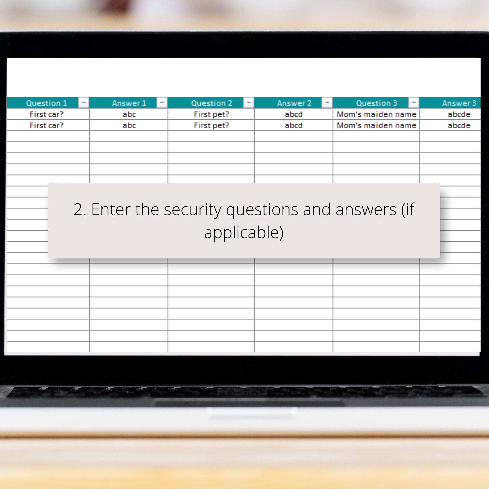 Password Tracker Google Sheets Spreadsheet to Log Logins and Passwords ...