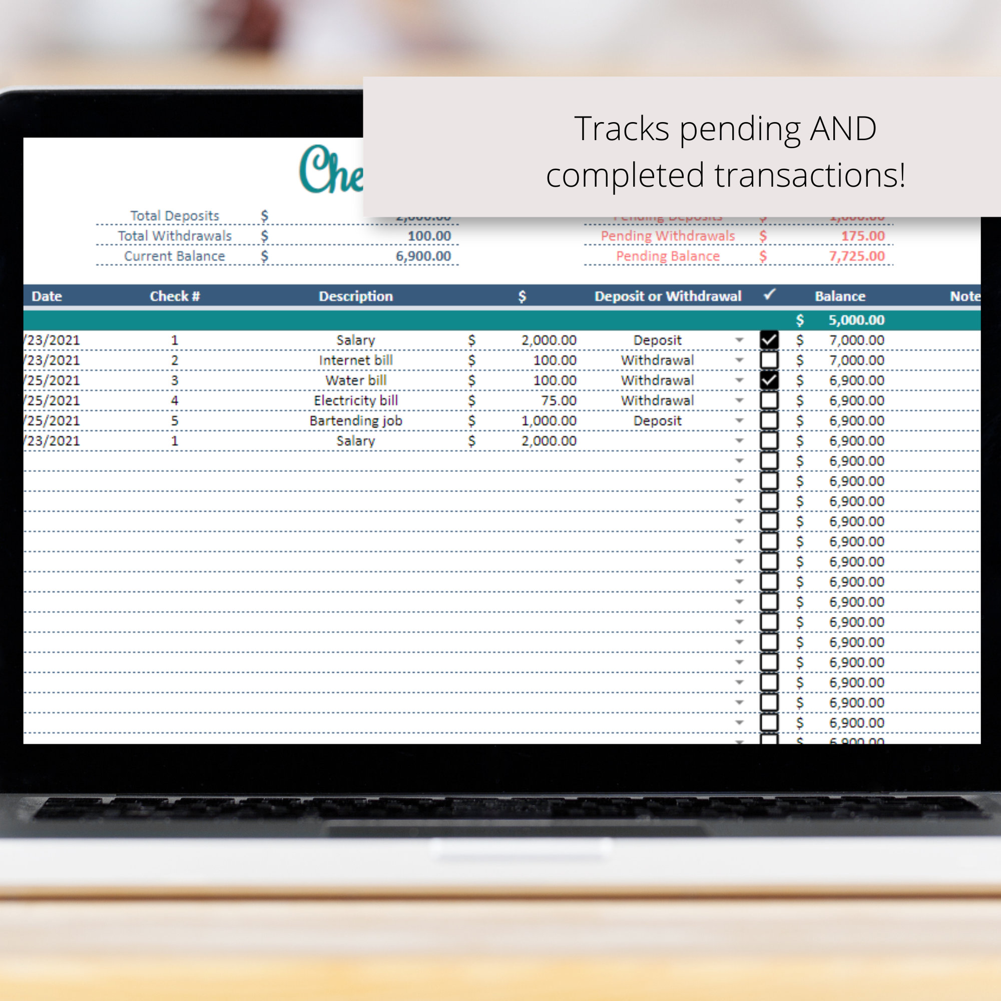 Simple Checkbook Register Google Sheets Spreadsheet, Track Your Bank ...