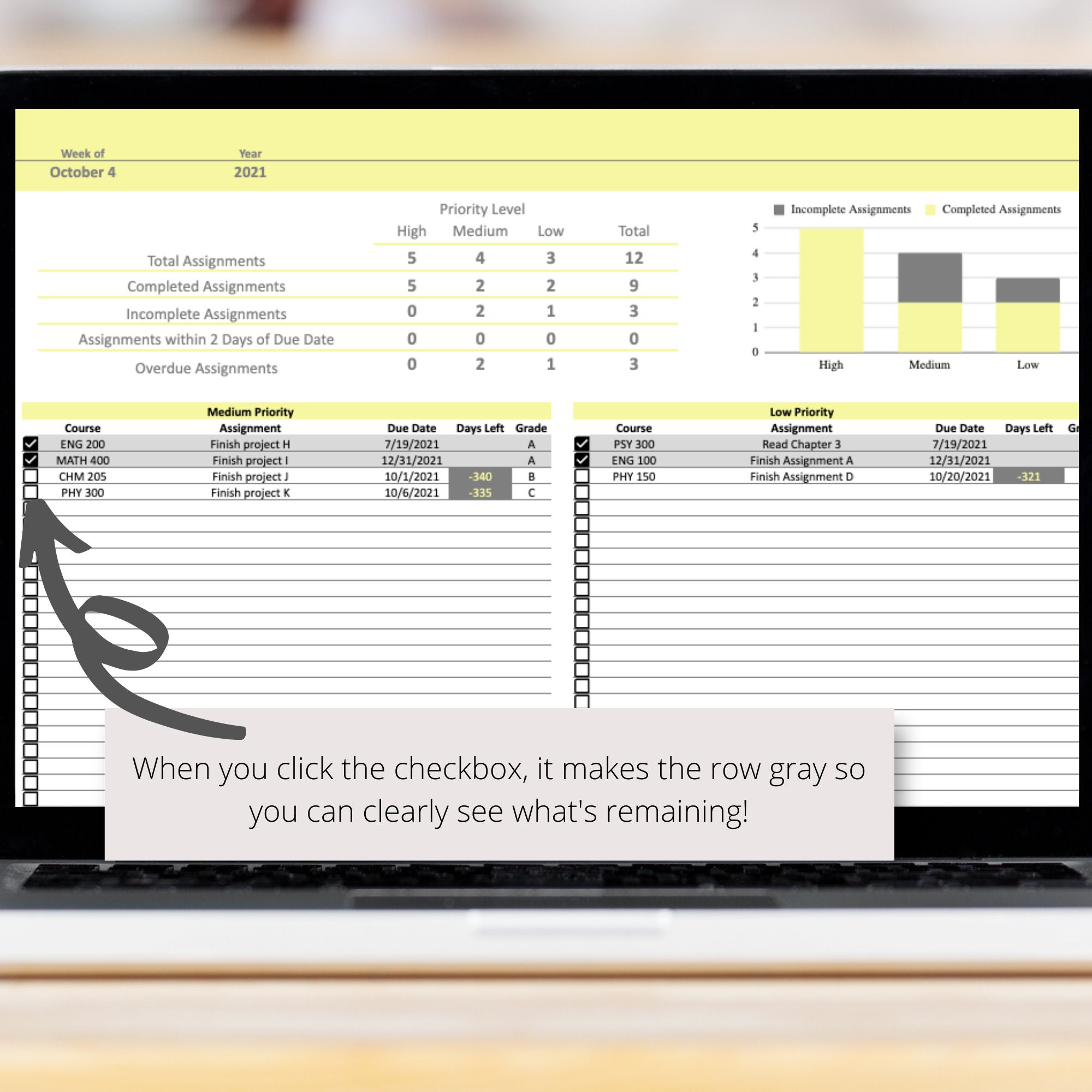 Homework Study Tracker Google Sheets Spreadsheet Template, Student ...