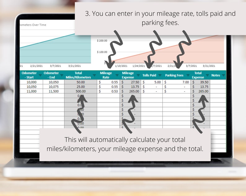 Car Mileage Tracker, Vehicle Mileage Log for Business and Work, Track ...
