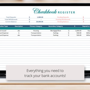 Checkbook Register Excel Spreadsheet Template | Track Your Bank ...