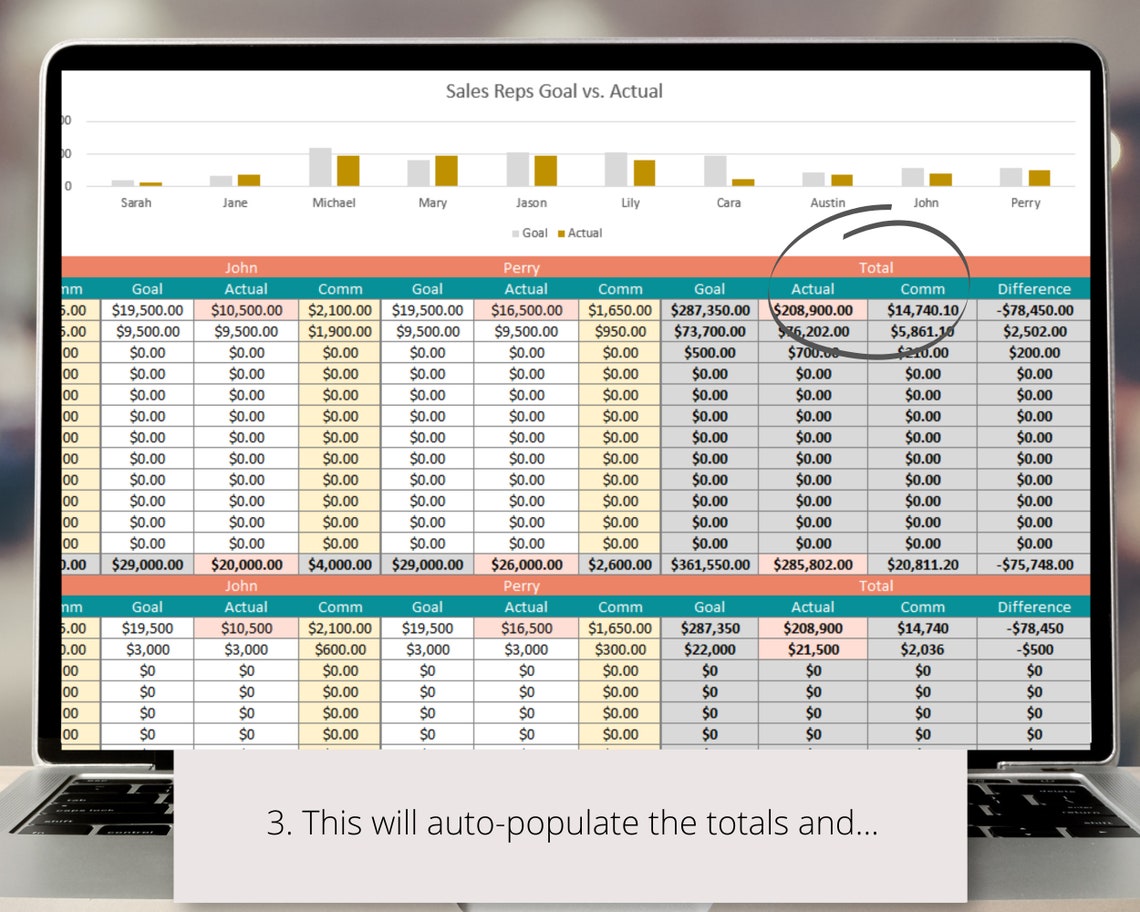 Sales Planner Excel Spreadsheet Template, Sales Report to Track Daily ...