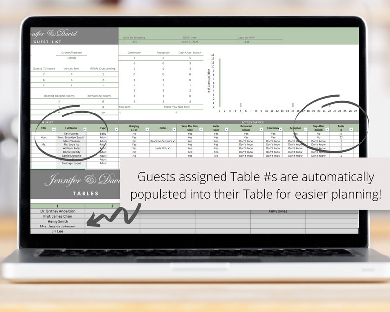 Wedding Planner Excel Spreadsheet Template, Useful Engagement Gift Idea ...