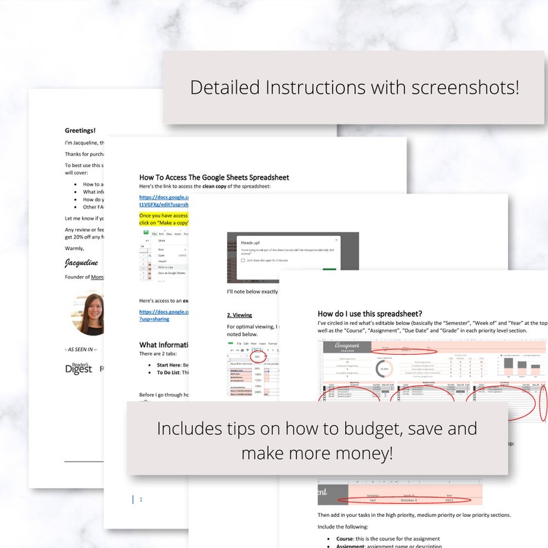 Homework Tracker Google Sheets Spreadsheet Template, Assignment Log ...