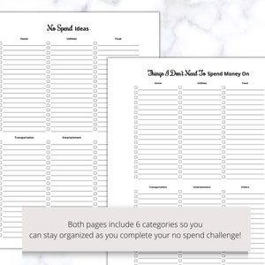 No Spend Challenge Printable PDF, Zero Spend Tracker to Track Your No ...