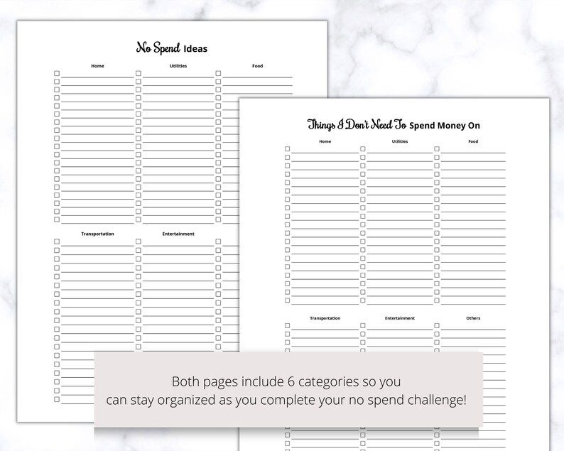 No Spend Challenge Printable PDF, Zero Spend Tracker to Track Your No ...