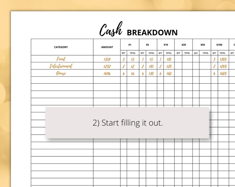 Cash Breakdown Slip and Sheet Bundle Printable PDF, Bank Teller Cash ...