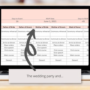 Wedding Event Timeline Excel Spreadsheet | Wedding Itinerary for the ...