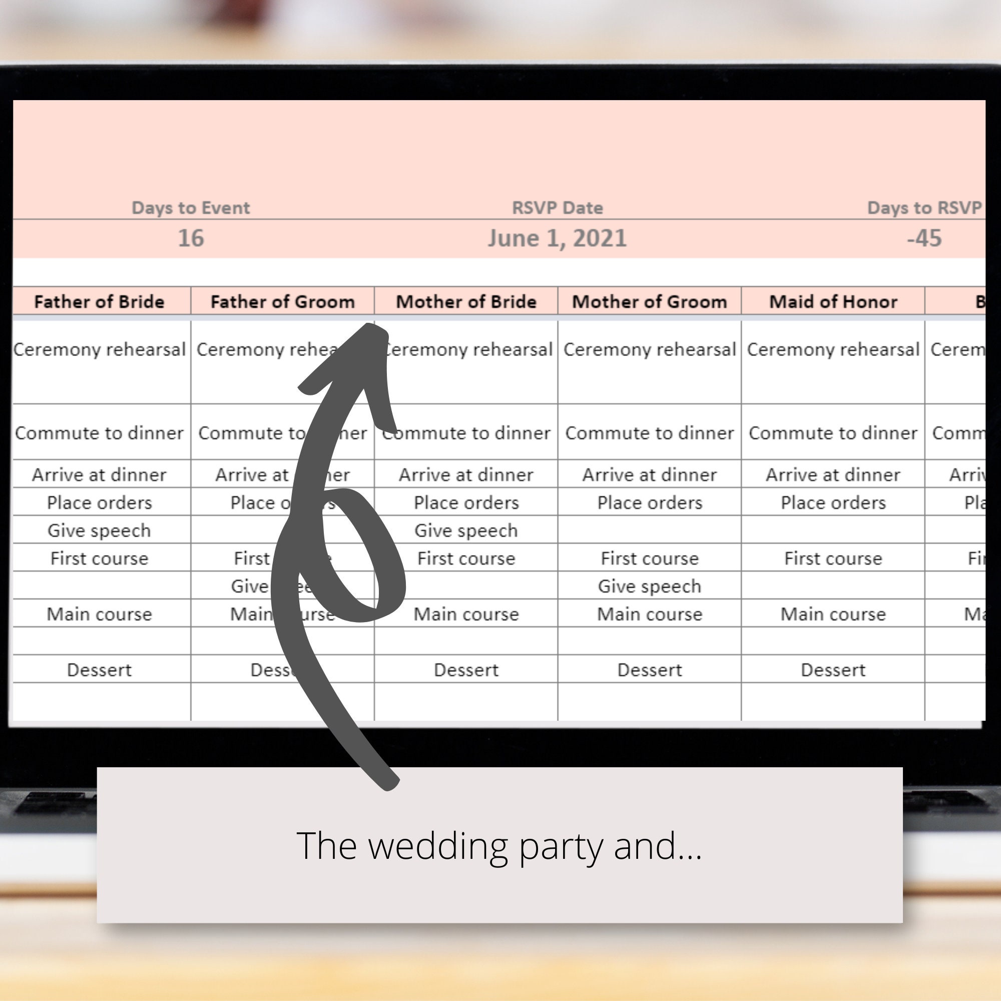 Wedding Event Timeline Excel Spreadsheet Wedding Itinerary for the ...