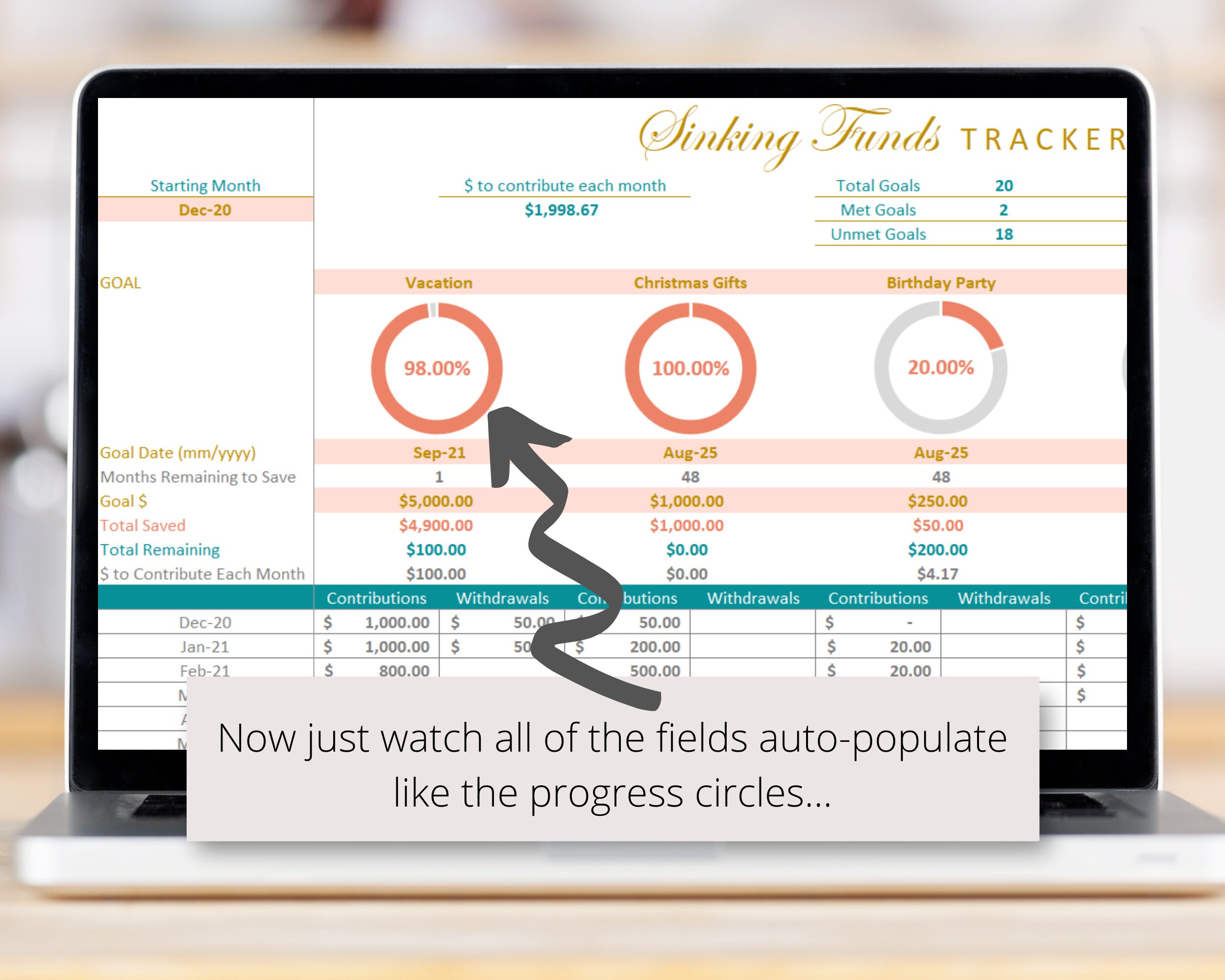 Sinking Funds Excel Tracker Spreadsheet Template | Plan and Track Each ...