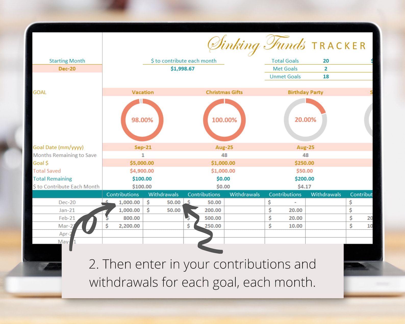 Sinking Funds Excel Tracker Spreadsheet Template | Plan and Track Each ...