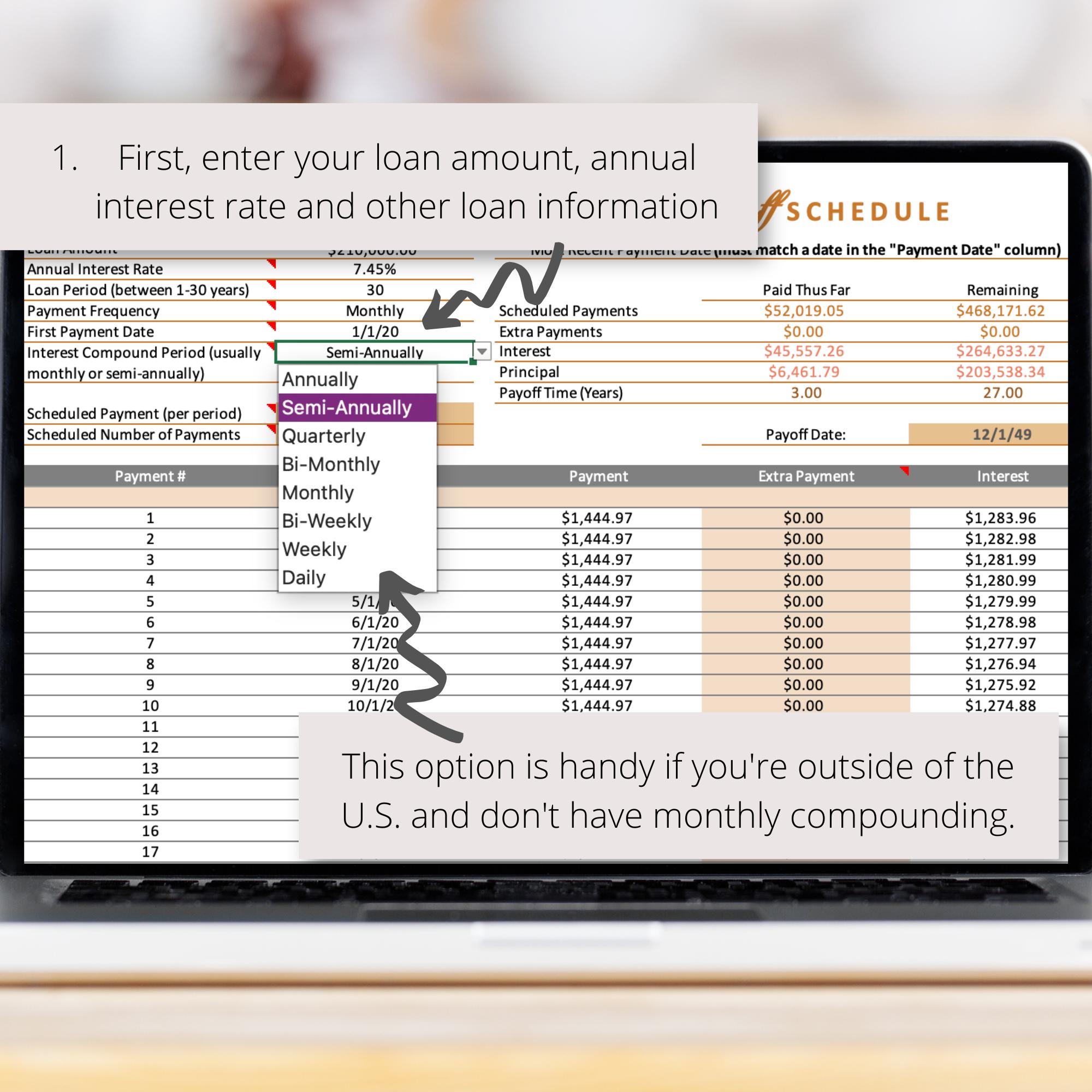 Loan Payoff Schedule Excel Spreadsheet Template, Mortgage Amortization ...