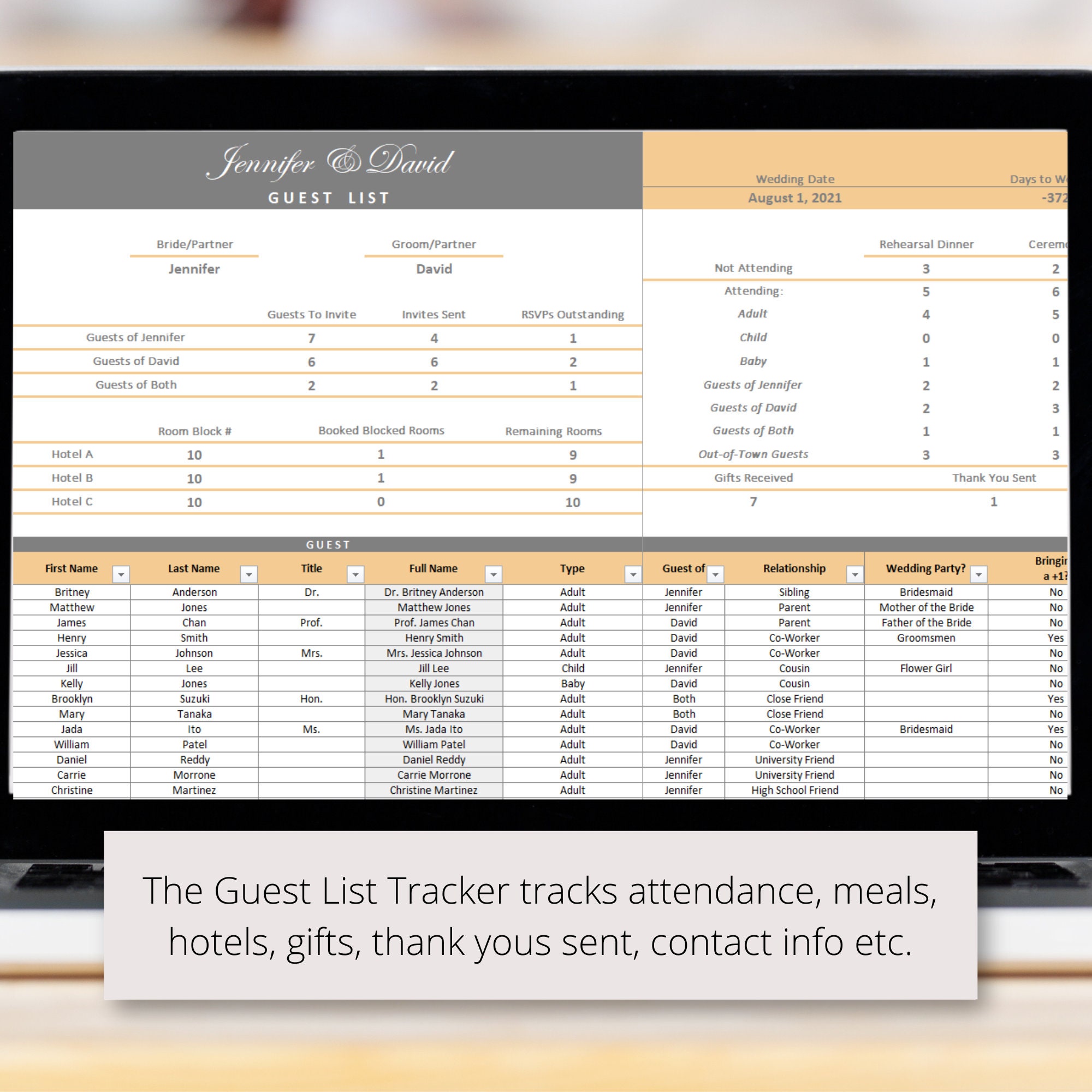 Wedding Planning Excel Spreadsheet Template, Wedding Planning Tracker ...