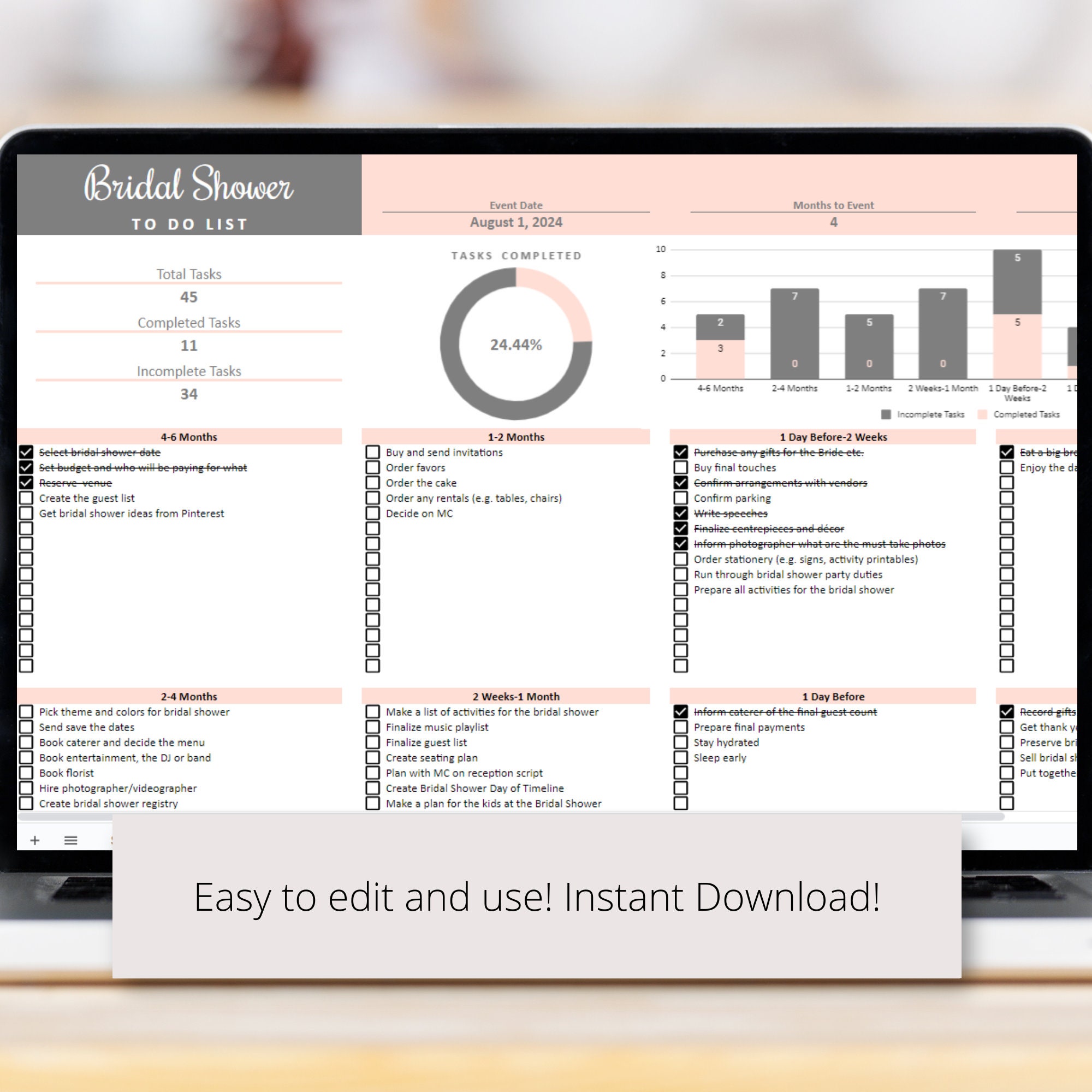 Bridal Shower To Do List Plan Template, Engagement Party Event ...