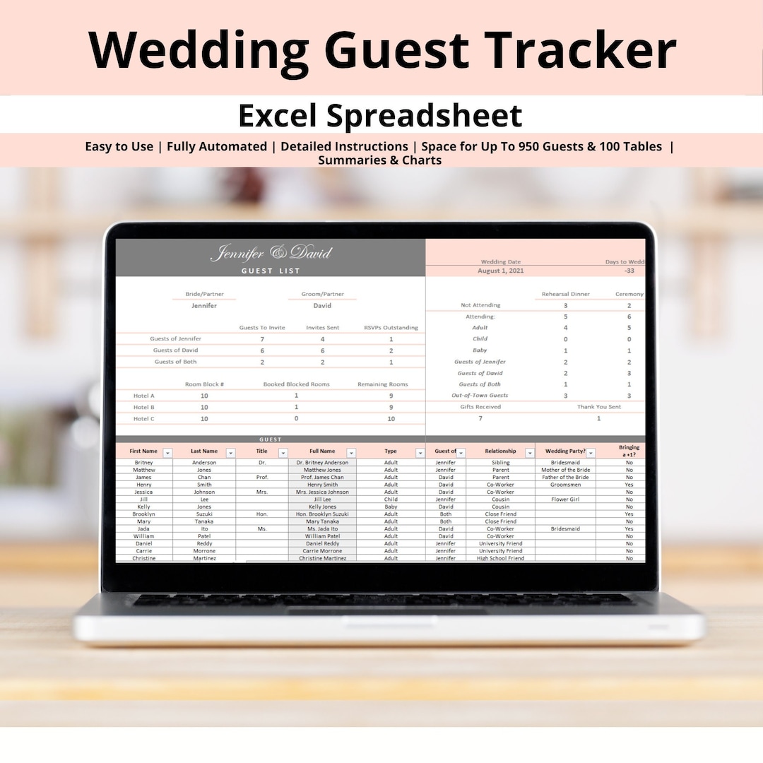 Wedding Guest List Tracker Template | Excel Spreadsheet | Track ...
