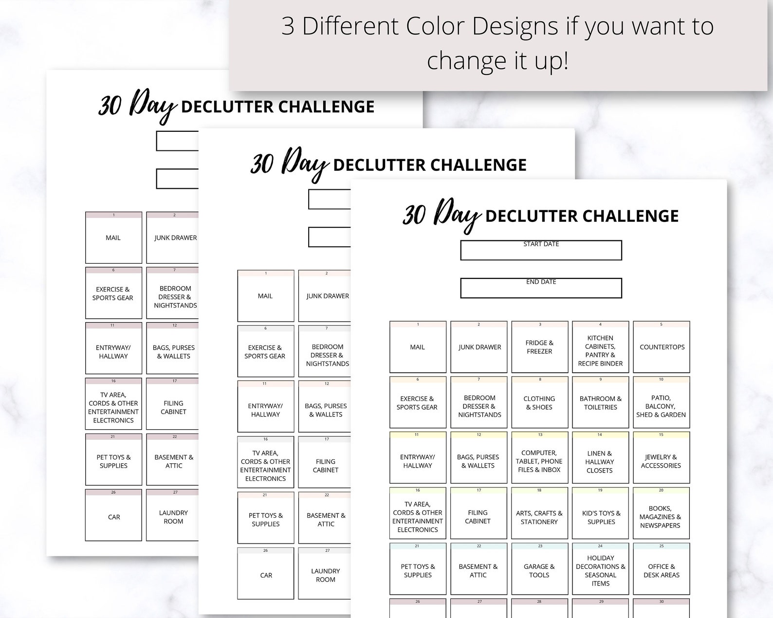 30 Day Declutter Challenge Printable, Declutter Tracker Checklist Guide ...