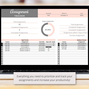 Assignment Tracker Google Sheets Spreadsheet Template | Homework ...