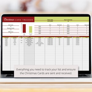 Christmas Card Tracker Excel Spreadsheet Template, Xmas Card Address ...