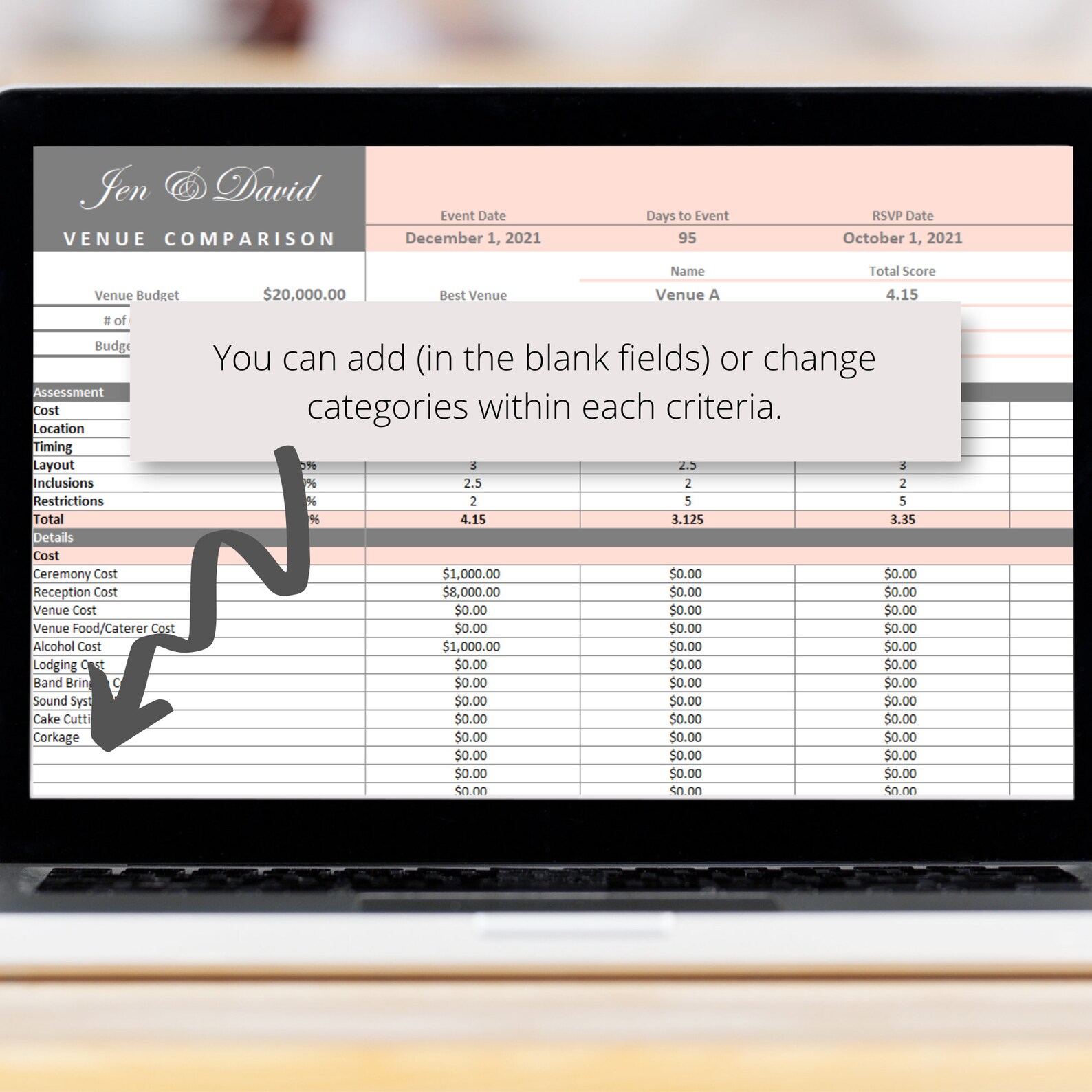 Wedding Venue Comparison Excel Spreadsheet | Compare Wedding Venues ...