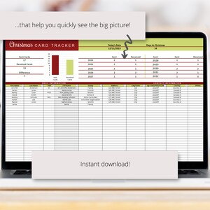 Christmas Card Tracker Excel Spreadsheet Template, Xmas Card Address ...