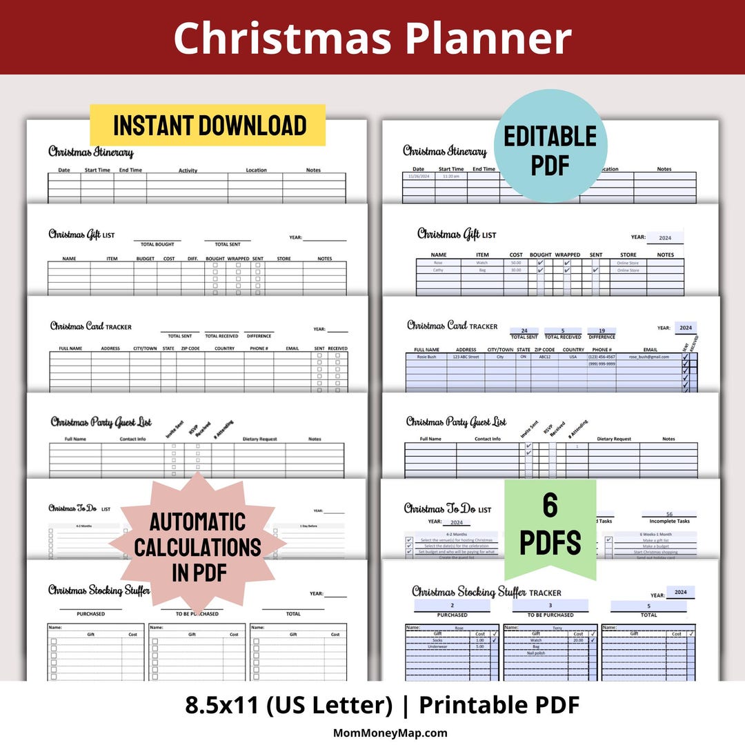 Christmas Planner Printable PDF, Xmas Holiday Organizer Checklist ...