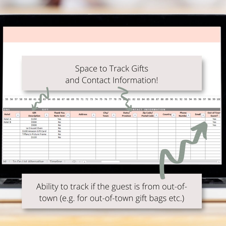 Wedding Guest List Tracker Template Excel Spreadsheet Track Invitations ...