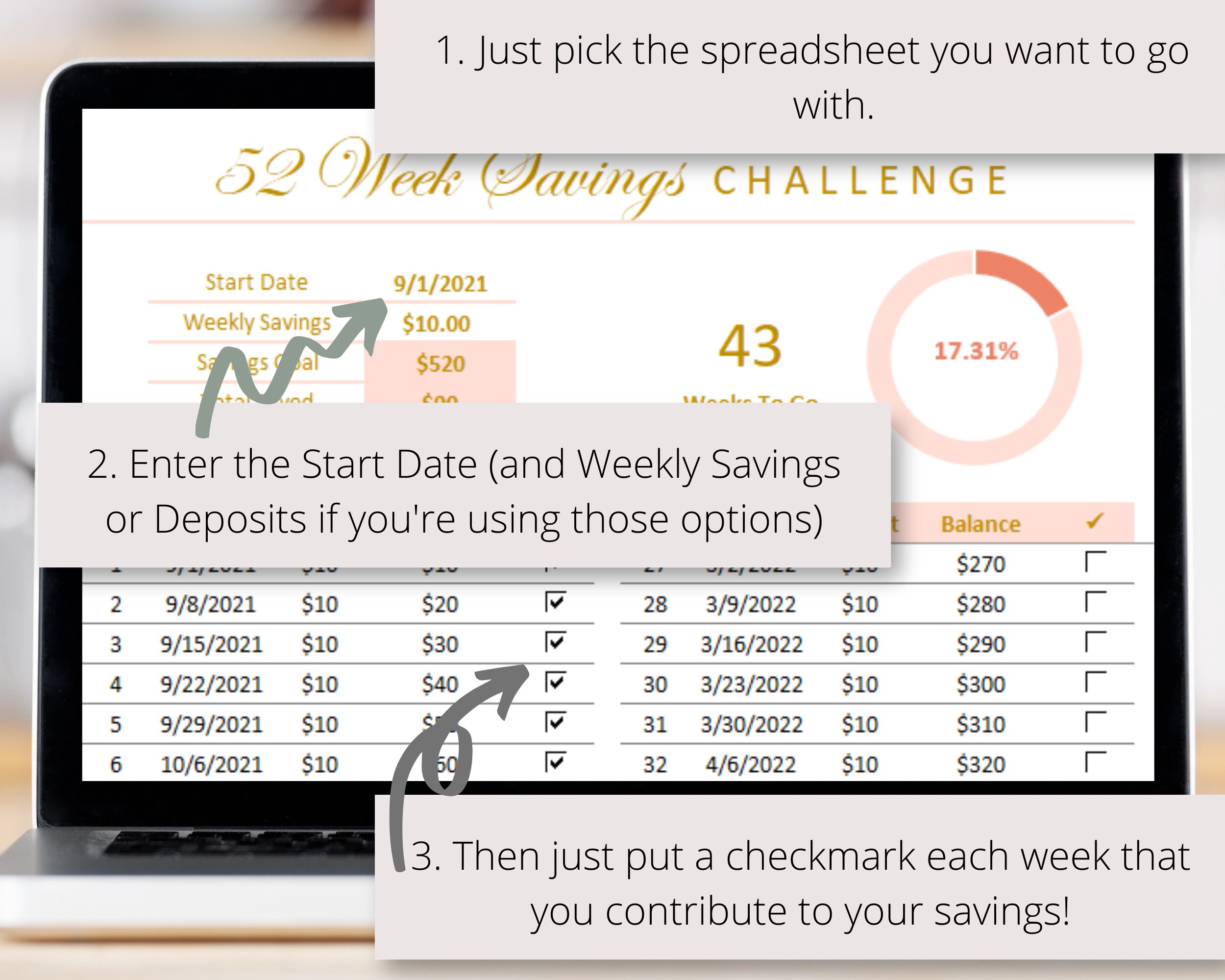 52 Week Savings Challenge Excel Spreadsheet, Stay Motivated to Save for ...