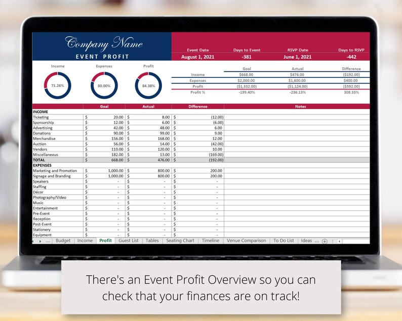 Fundraiser Event Planner Digital Excel Spreadsheet Template - Etsy
