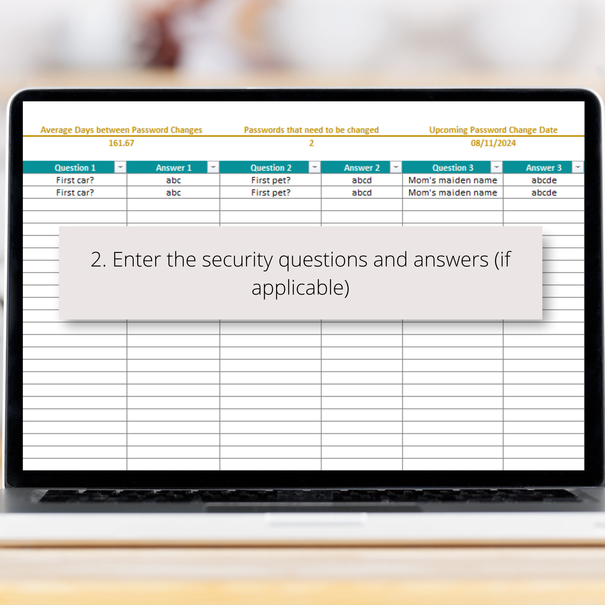 Password Tracker Excel Spreadsheet | Organize Your Accounts and ...