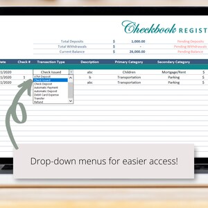 Checkbook Register Excel Spreadsheet Template | Track Your Bank ...