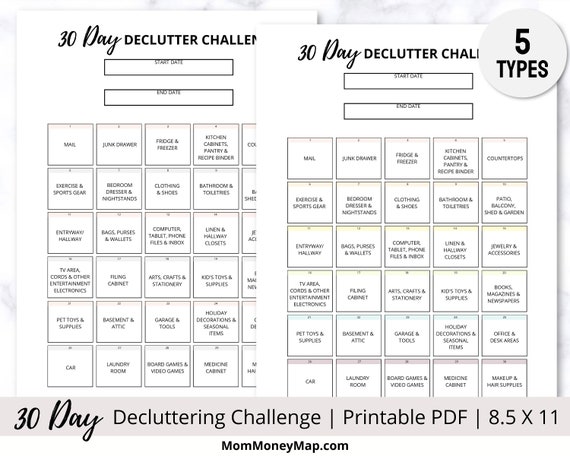 30 Day Declutter Challenge Printable Declutter Tracker | Etsy