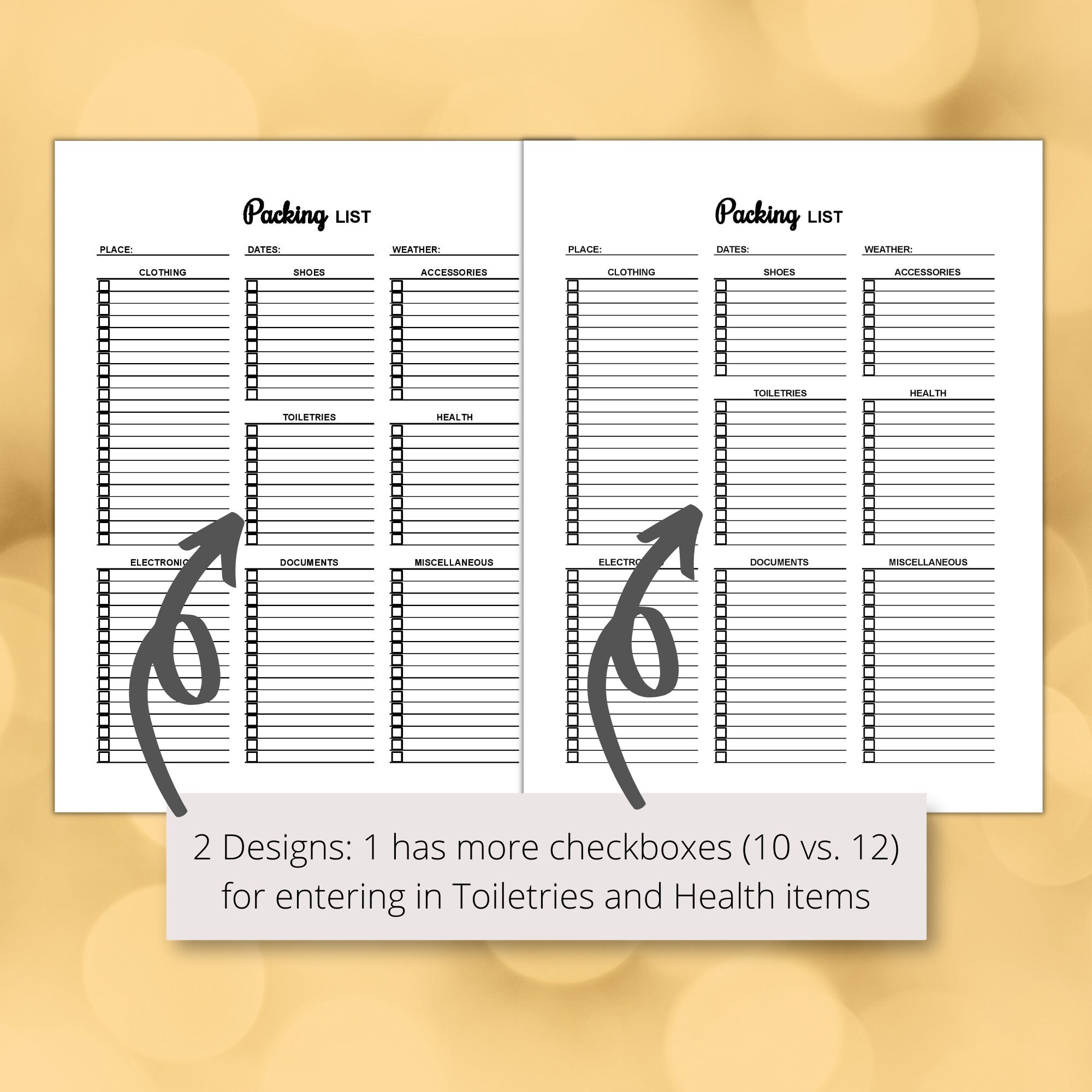 Blank Packing List Printable PDF for Travel, Editable Vacation Packing ...