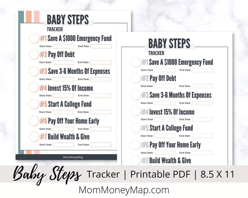 Dave Ramsey Baby Steps Tracker Steps 1-7 Planner Printable - Etsy