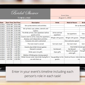 Bridal Shower Planner Excel Spreadsheet Template Bridal - Etsy