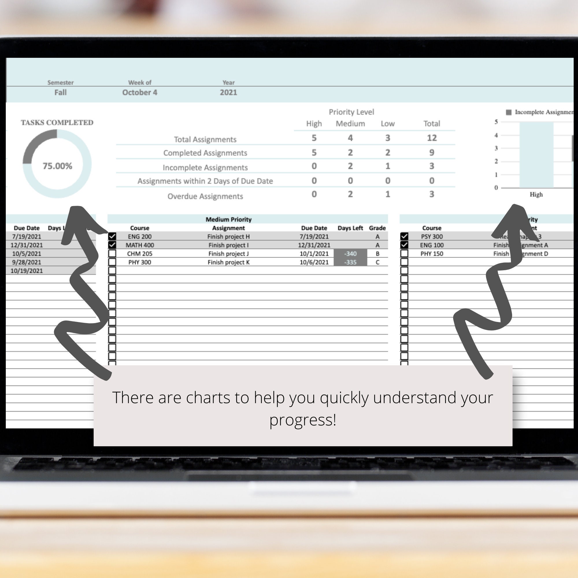 Homework Tracker Google Sheets Spreadsheet Template, Assignment Log ...