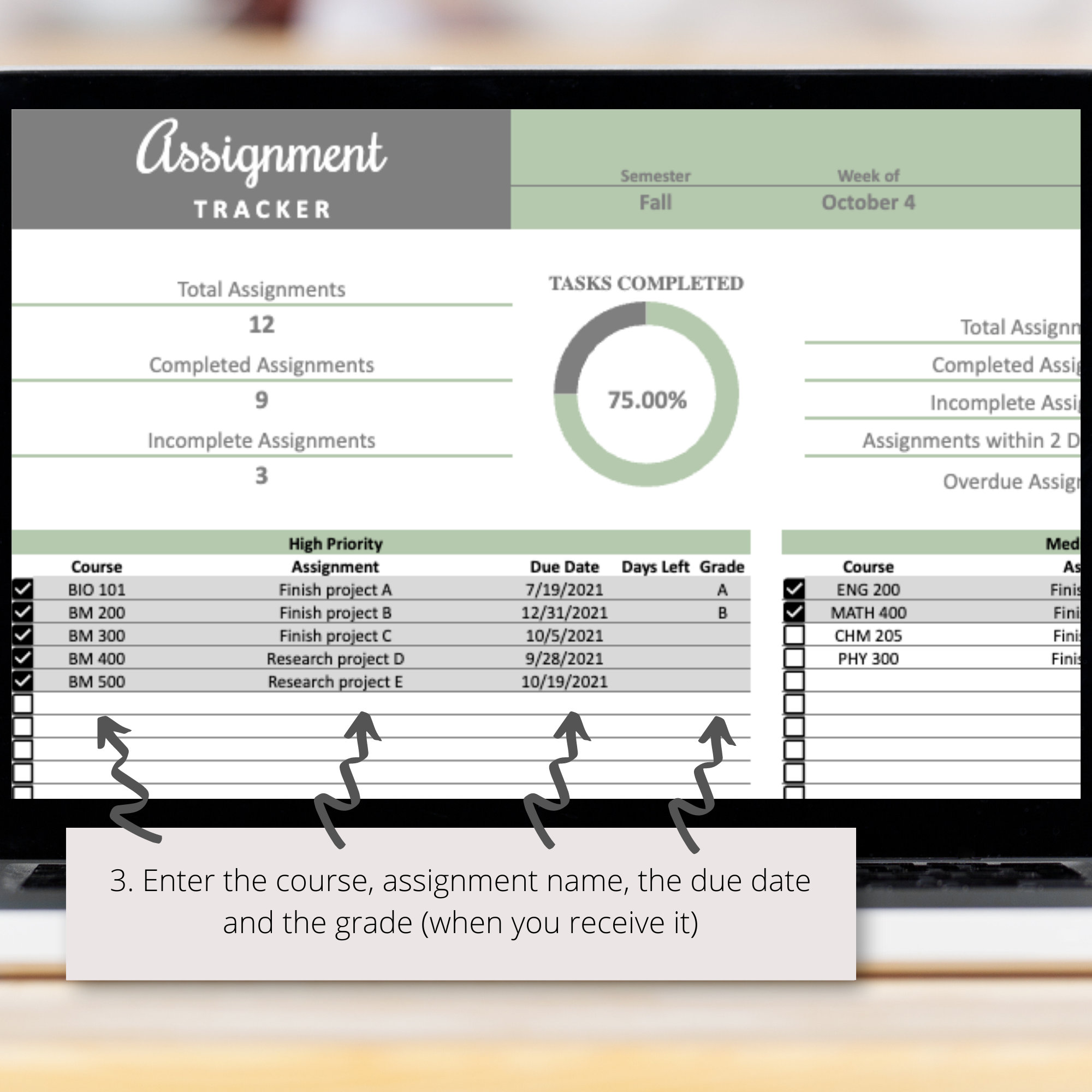 Assignment Planner Template Google Sheets Spreadsheet, Student ...