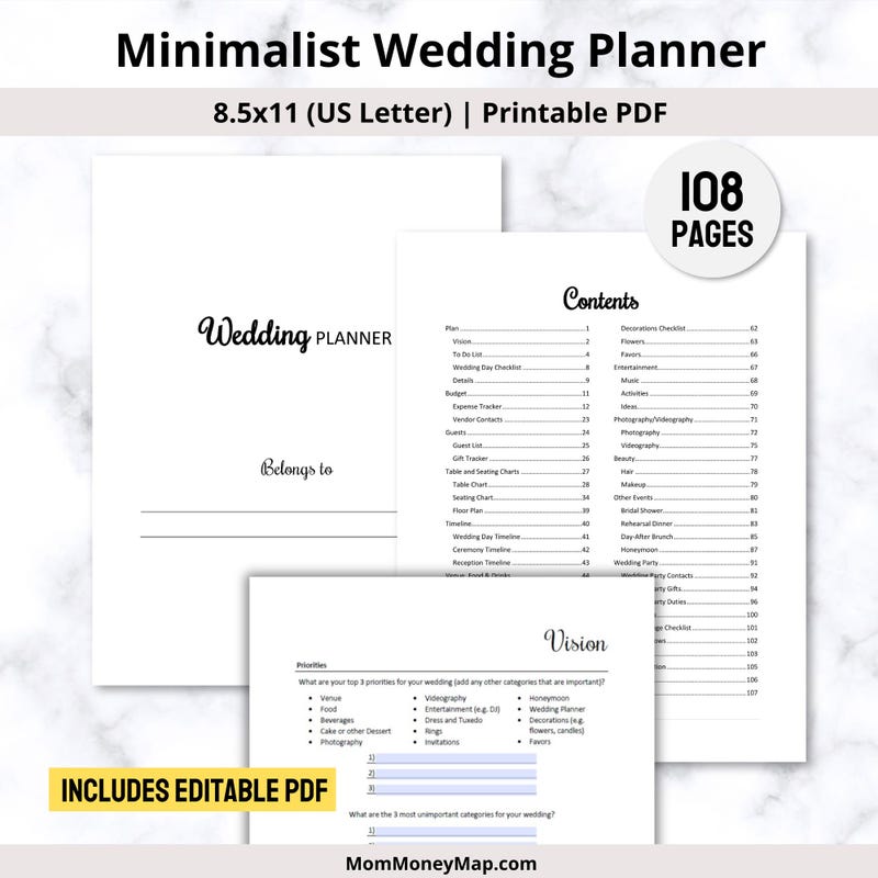 Wedding Planner Printable - Etsy