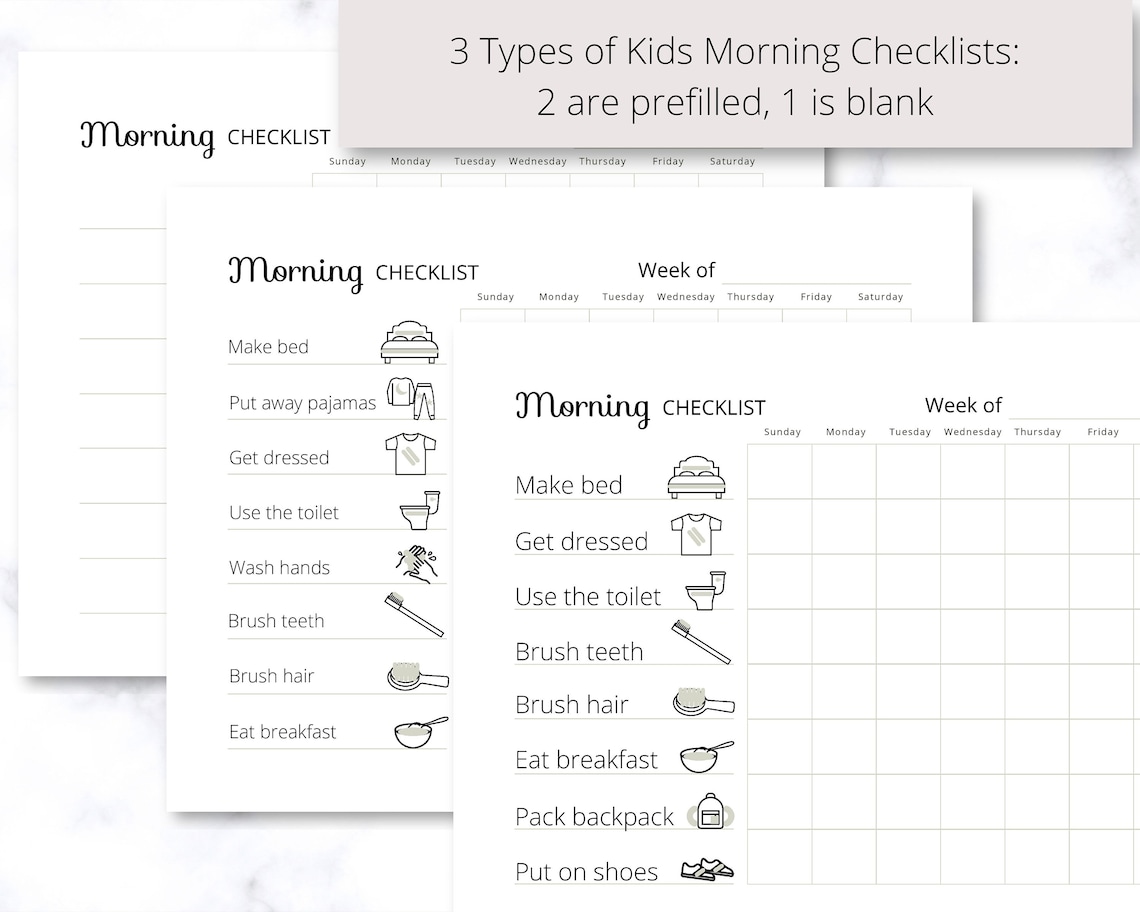 Kids Morning Routine, Kids Morning Checklist, Morning Routine Chart for ...