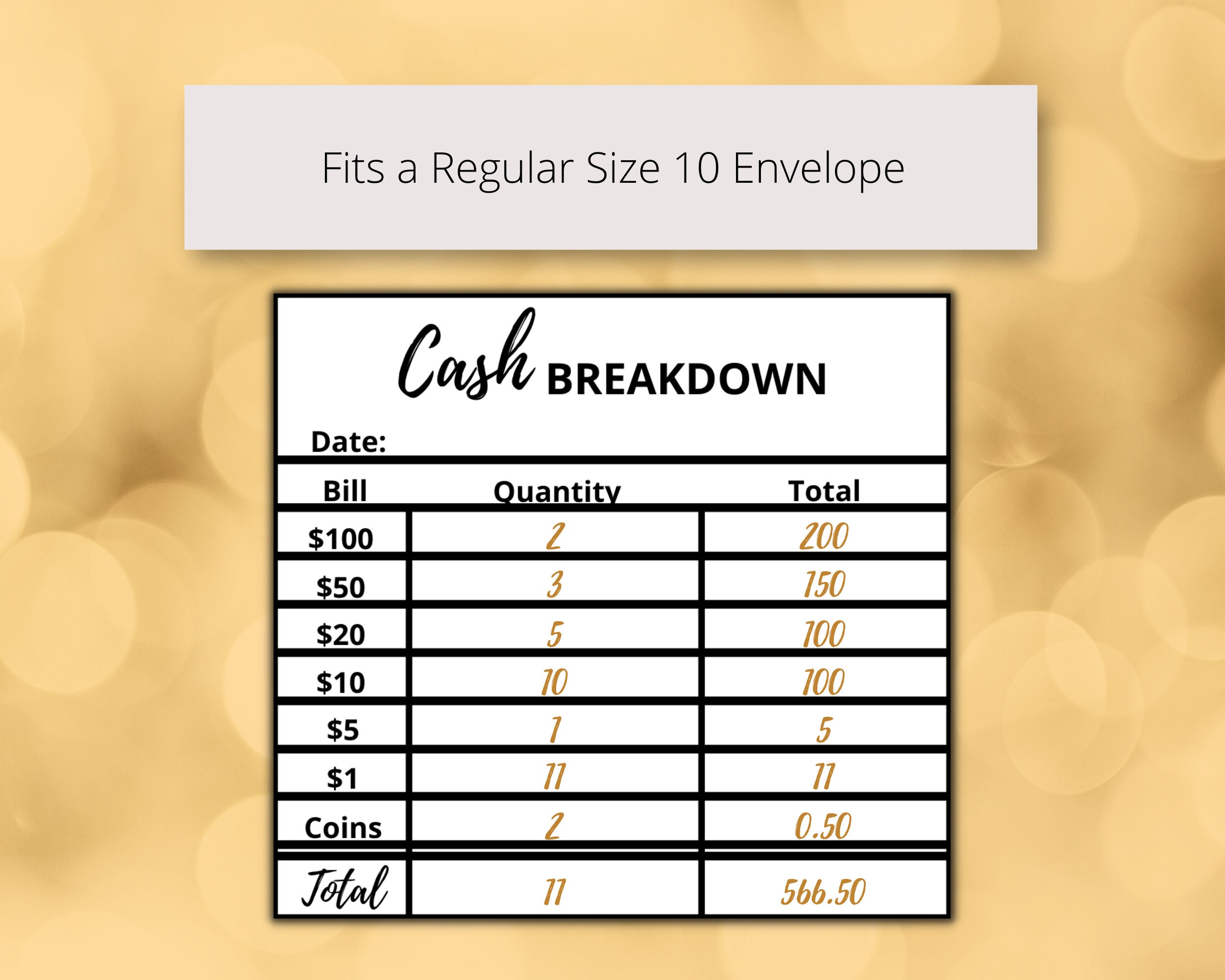 Cash Breakdown Slips Printable PDF, Bank Teller Slips for Cash ...