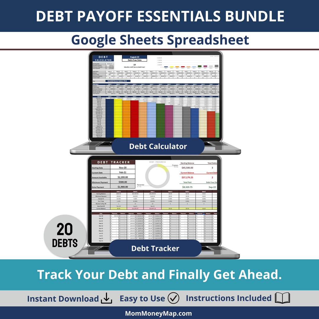 Debt Payoff Essentials Google Sheets Spreadsheet Bundle, Loan and ...