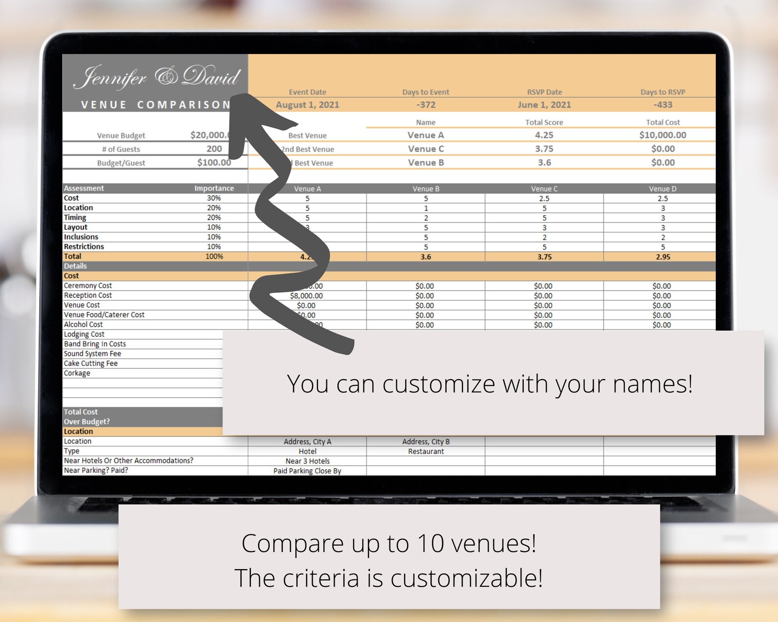 Wedding Planning Excel Spreadsheet Template Wedding Planning - Etsy