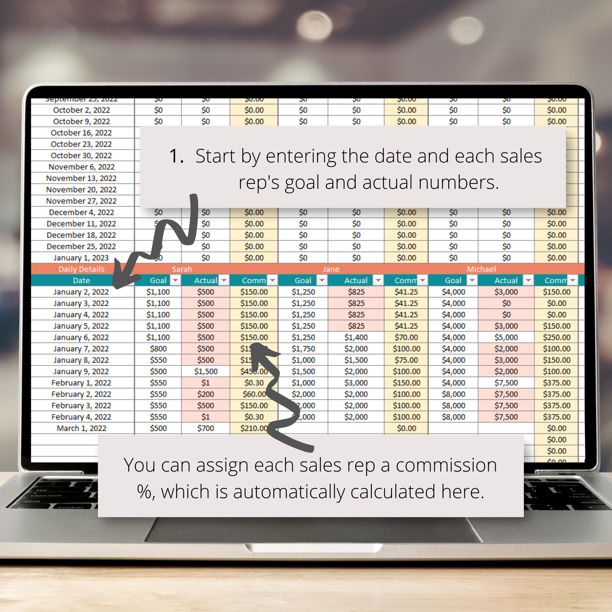 Sales Planner Google Sheets Spreadsheet Template, Sales Report Tracking ...
