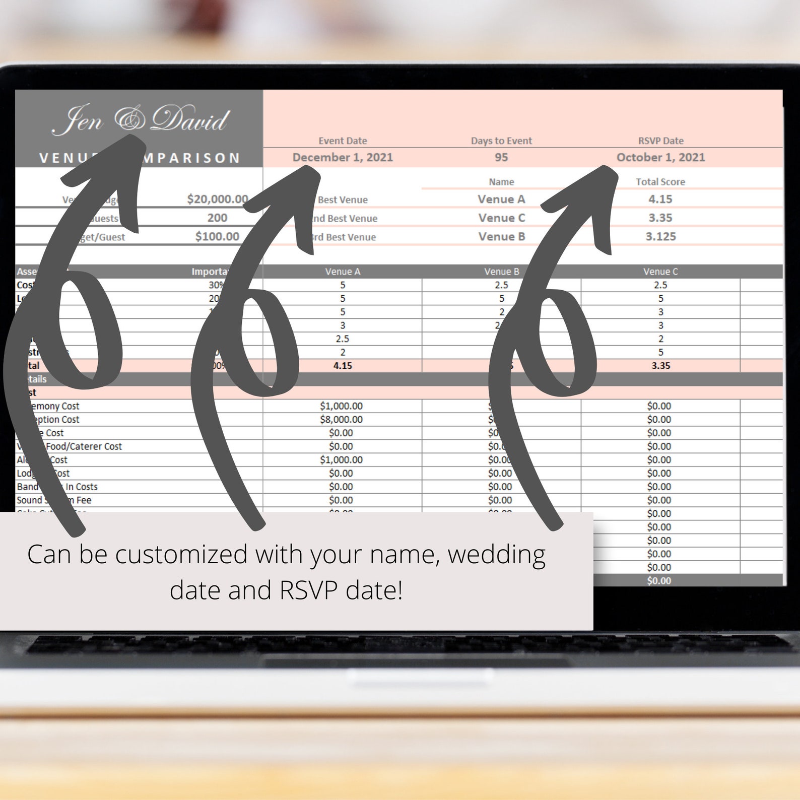 Wedding Venue Comparison Excel Spreadsheet | Compare Wedding Venues ...