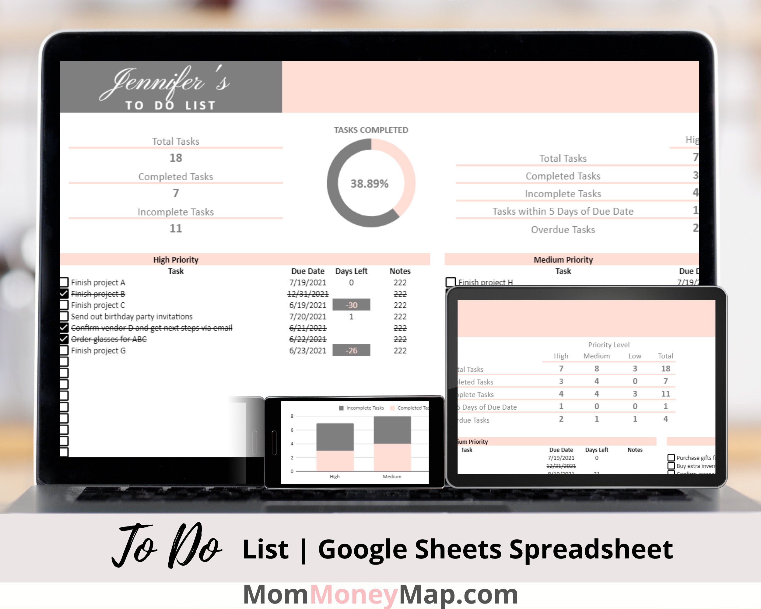 Digital to Do List Google Sheets Spreadsheet Checklist - Etsy Canada