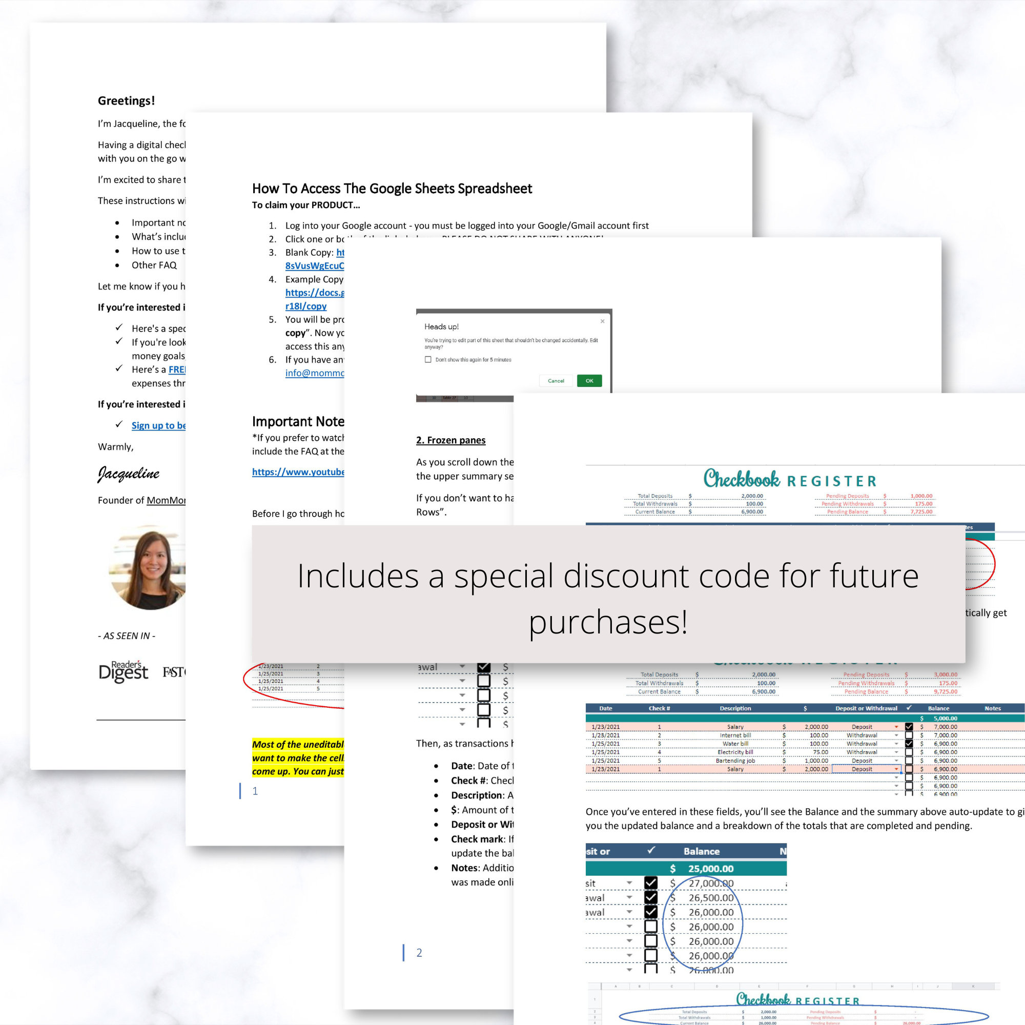 Simple Checkbook Register Google Sheets Spreadsheet, Track Your Bank ...