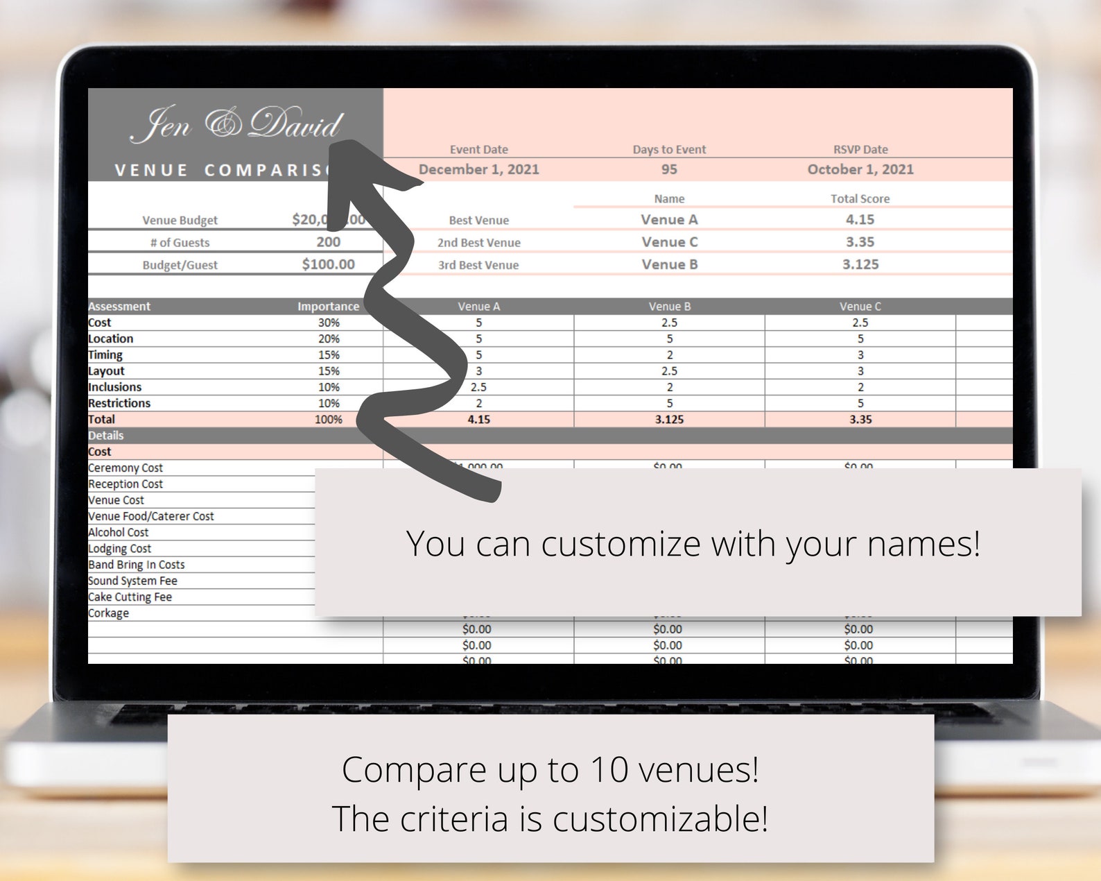 Wedding Planning Excel Spreadsheet Bundle | Wedding Planner for Your ...