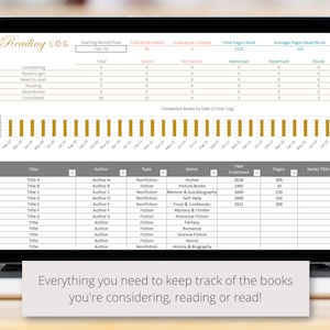 Reading Log Tracker Excel Spreadsheet | Track Your Books With This Book ...