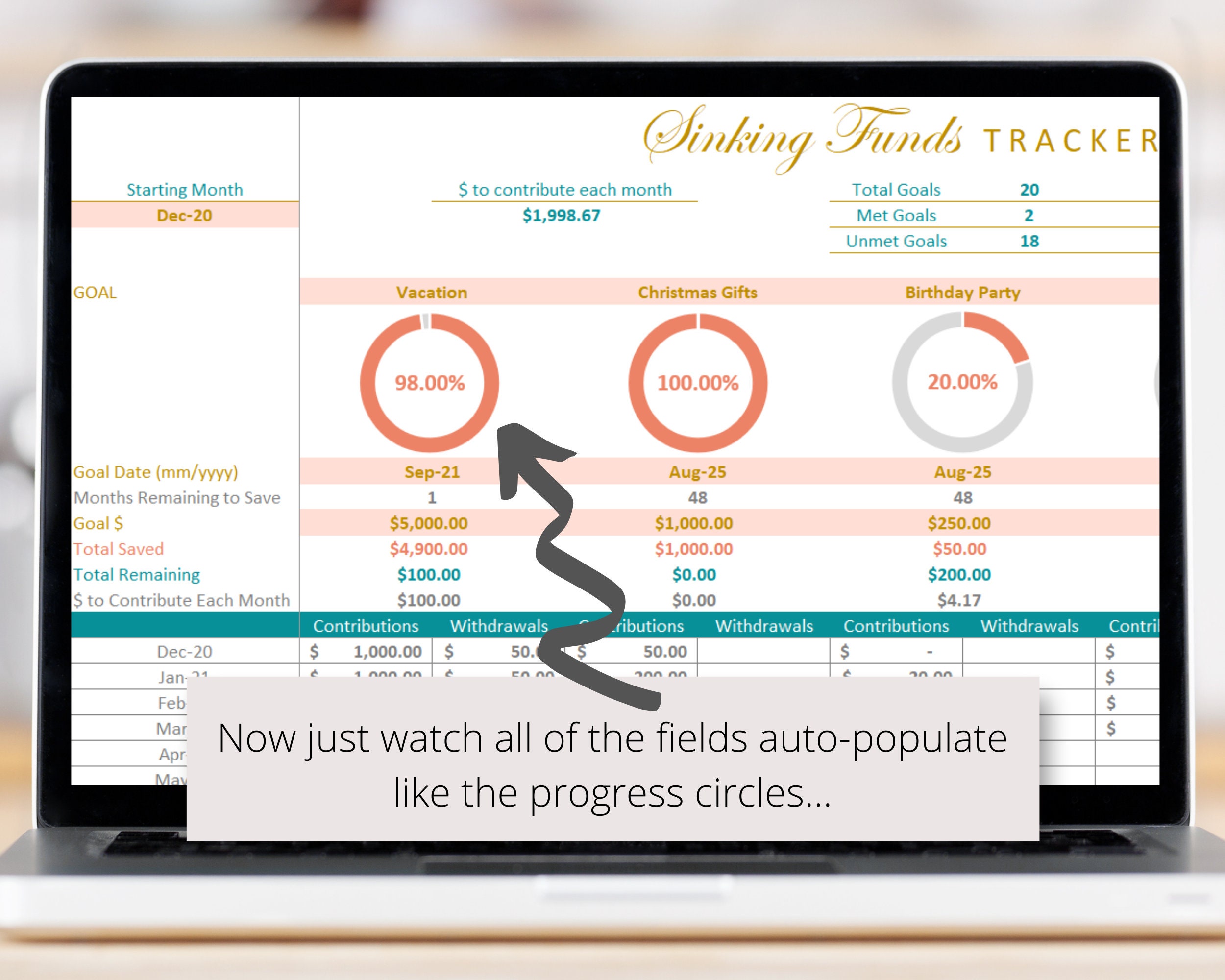 Sinking Funds Track | Sinking Funds List and Monthly Tracker Breakdown ...
