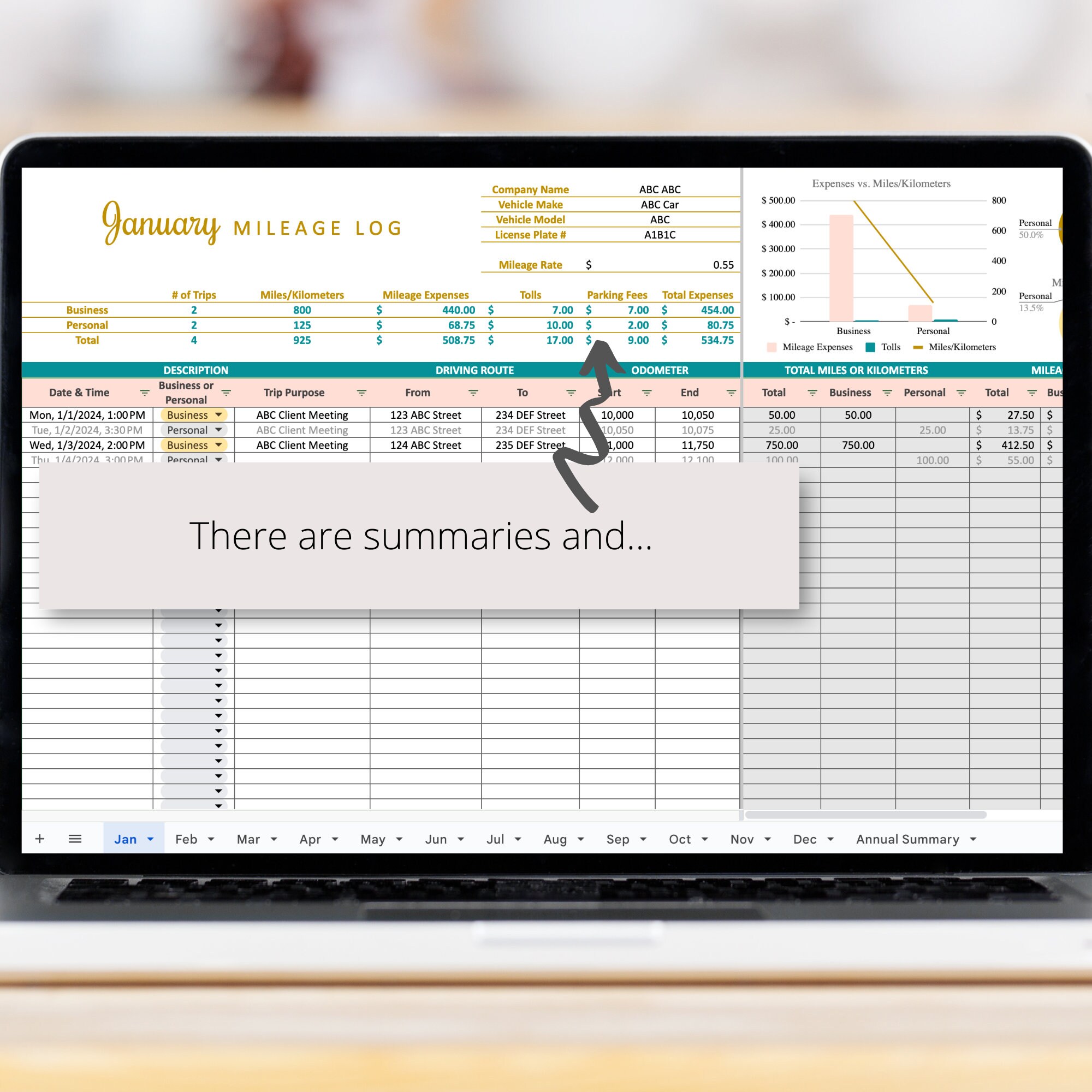Car Mileage Tracker, Vehicle Mileage Log for Business and Work, Track ...